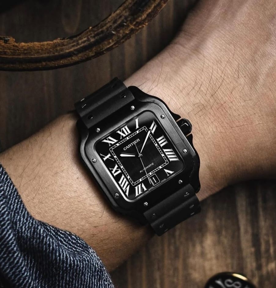 Cartier Santos Classic Watch–Full Black - BUYON
