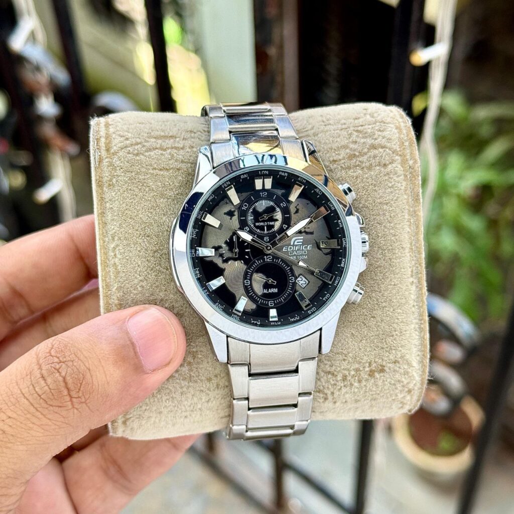 Casio Edifice EFR-303 World Map Silver Black - BUYON