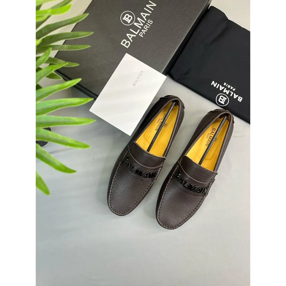 Balmain Leather Luxury Loafer Brown Shoes For Men (HS114) - BUYON